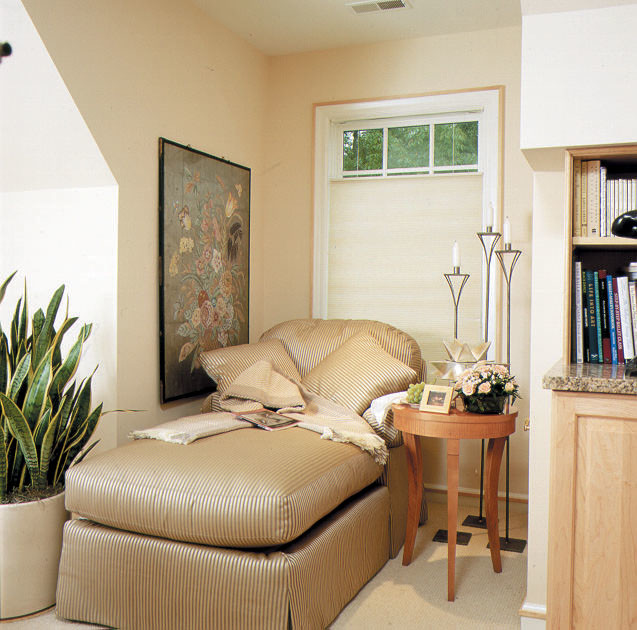 A cozy reading nook with chaise - Traditional - Family Room ...