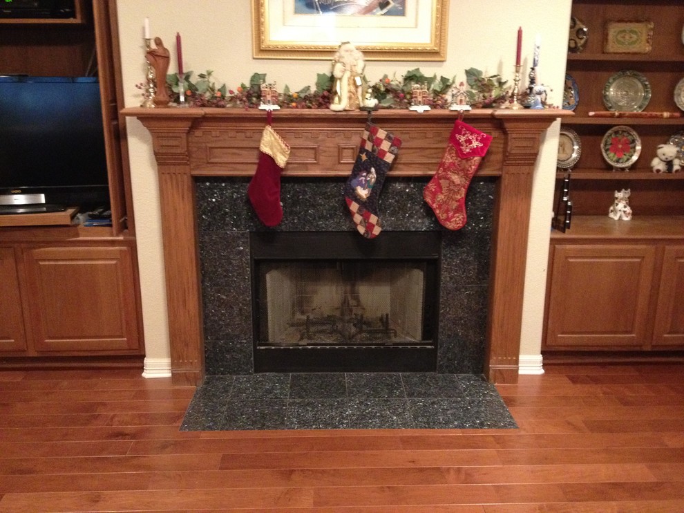 Blue Pearl Granite Fireplace - Traditional - Family Room - Austin - by ...