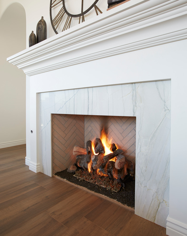Calacatta Quartzite Fireplace Surround - Contemporary - Family Room ...