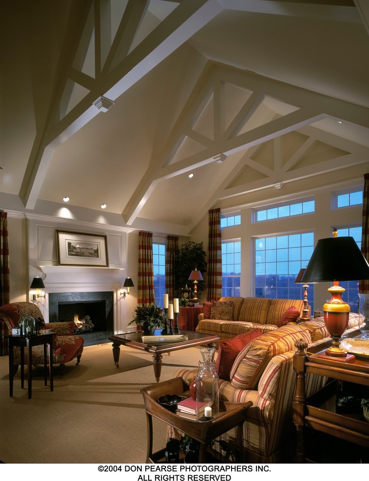 Cathedral Ceiling with exposed beams - Traditional - Family Room ...