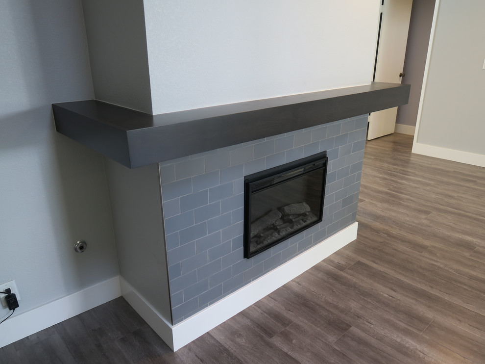 Cherry wrap around fireplace mantel - Modern - Family Room - Other - by ...