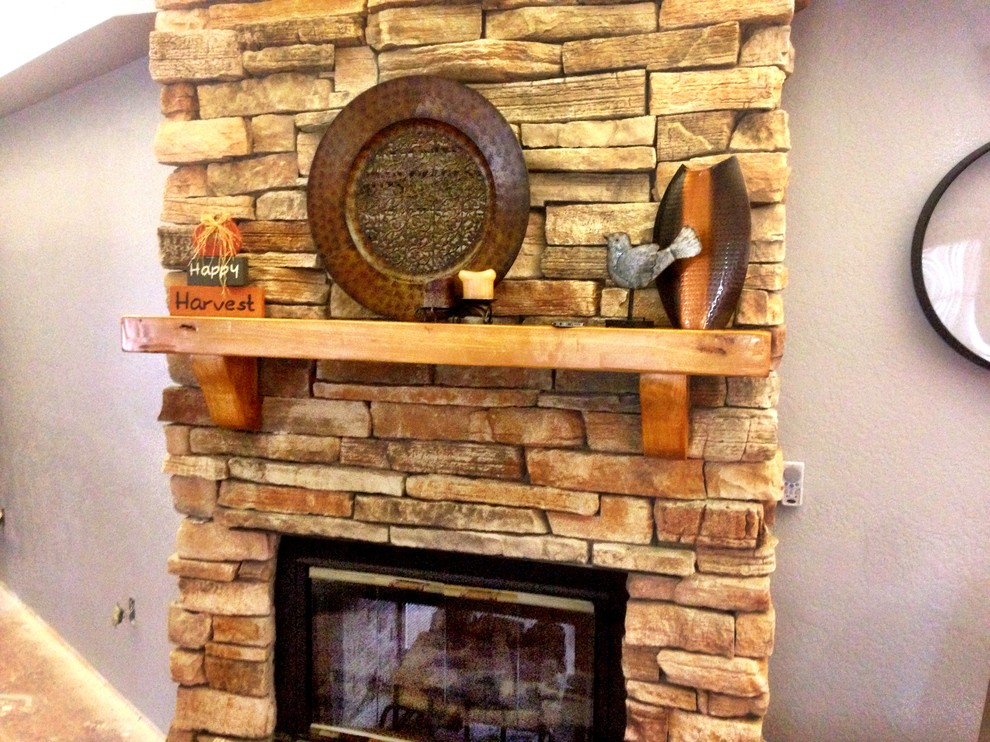 Chunky European Cedar Wood Fireplace Mantel - Rustic - Family Room ...