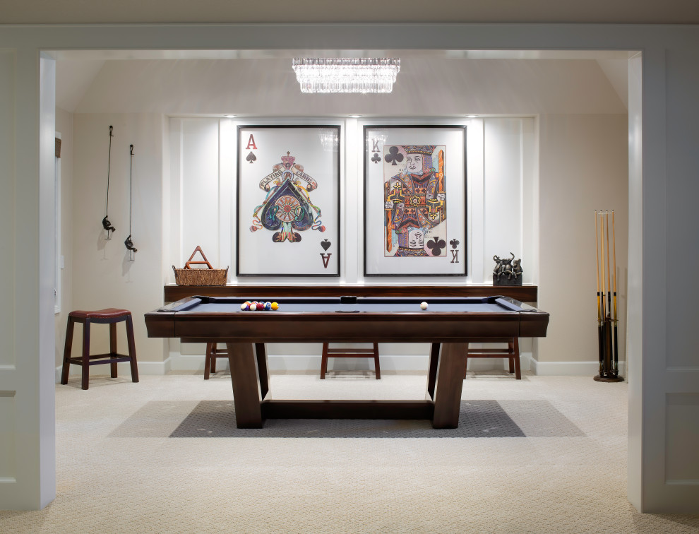 City Pool Table in the Living Room - Modern - Family Room - Orange ...