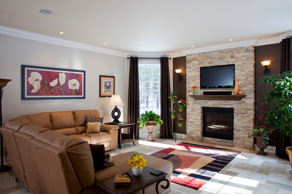 Cozy Den in Natural Tones - Traditional - Family Room - Montreal - by ...