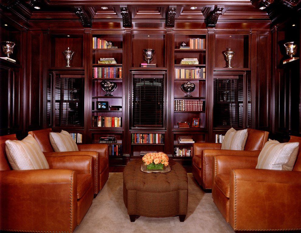 CT Residence Two Story Mahogany Library Millwork - Traditional - Family ...