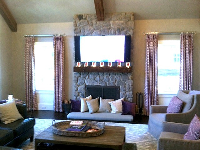 Custom Drapery Panels with Nickel Hardware & Lucite Finials ...