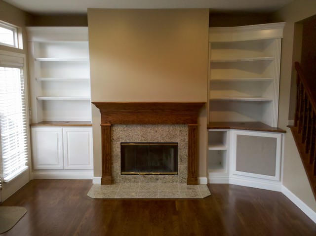 Custom fireplace mantle and built-ins - Traditional - Family Room ...