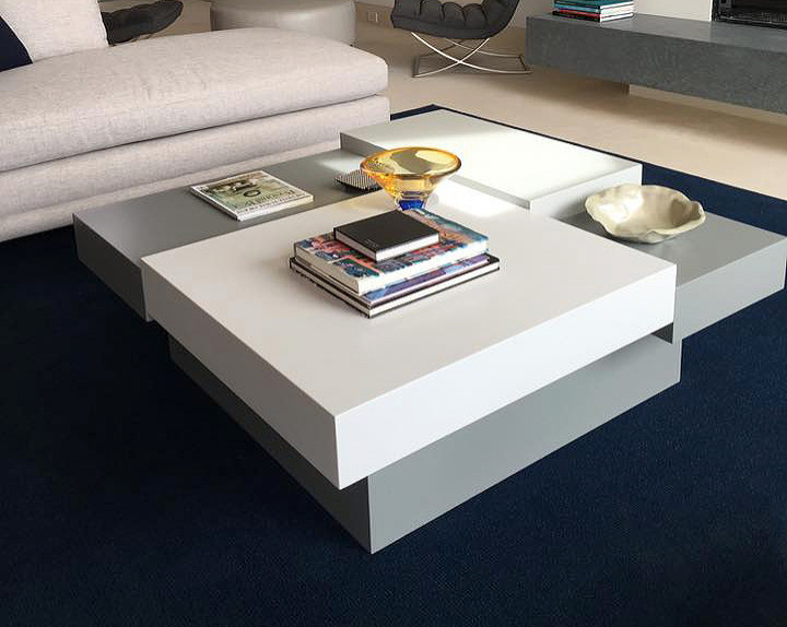 Custom Modern Coffee Table, Gray and White Multi-level contemporary ...
