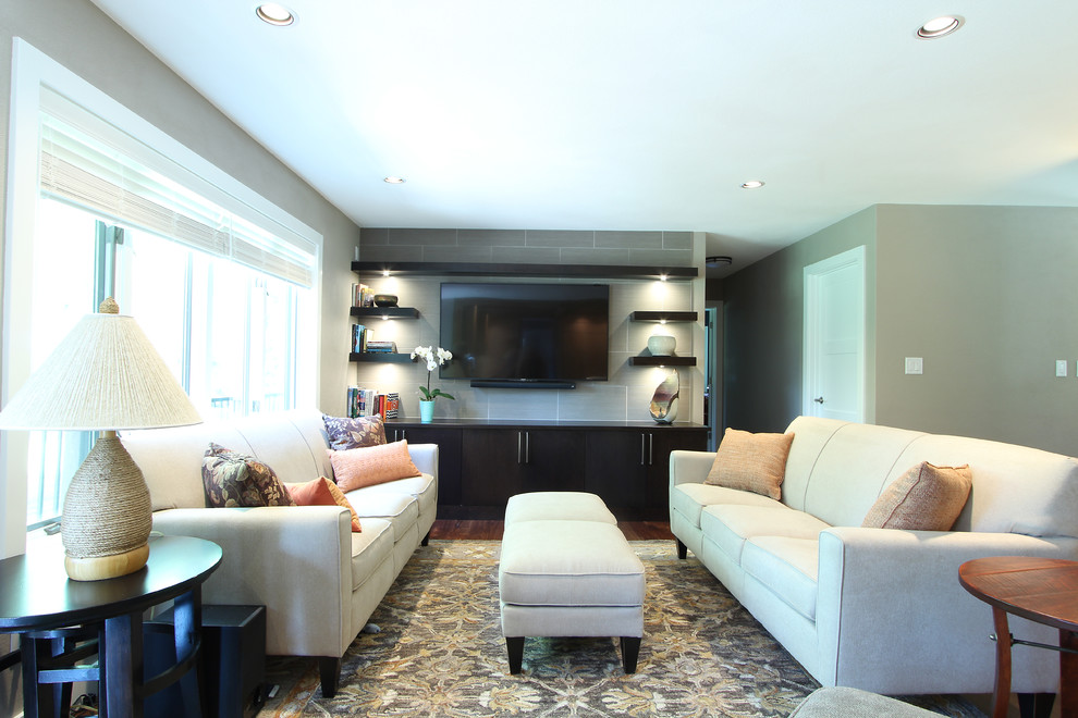 Dark Stained Cherry Cabinets in Family Room - Modern - Family Room ...