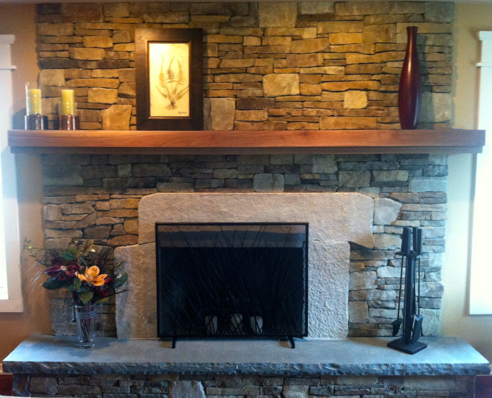 Drystack Stone Fireplace - Traditional - Family Room - Chicago - by J.B ...