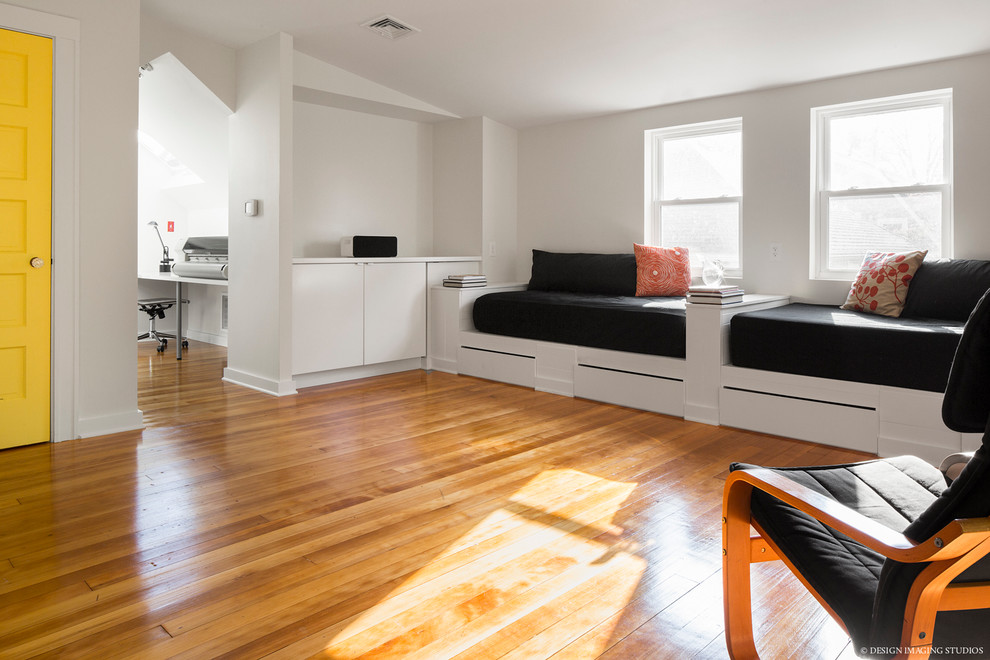 Exterior renovation & attic addition - Contemporary - Family Room ...
