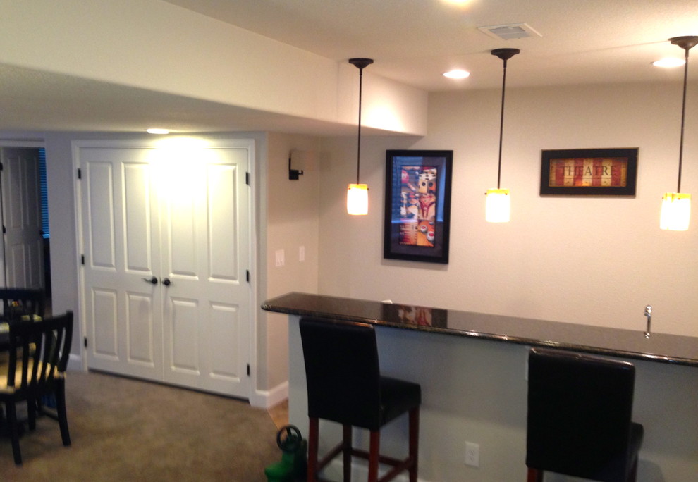 Family Room with Bar and Bath with walk-in Shower - Traditional ...