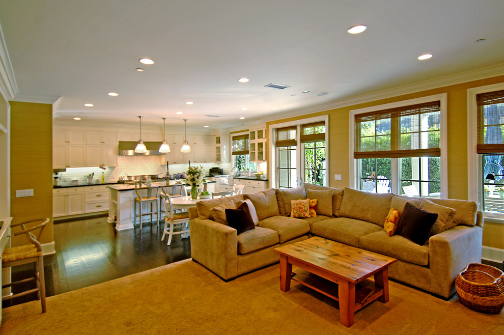 Family Room with view of kitchen - Traditional - Family Room - Los ...
