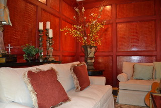 Formal Den Walls - Exotic Crocodile Skin - Traditional - Family Room ...