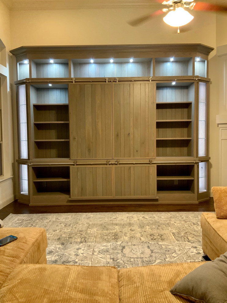 Frisco Texas - Double White Oak Custom Wall unit - Transitional ...