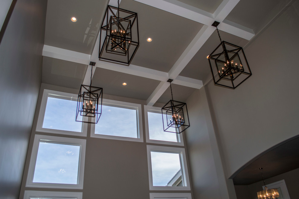 Grid Style Ceiling Beams - Traditional - Family Room - Salt Lake City ...