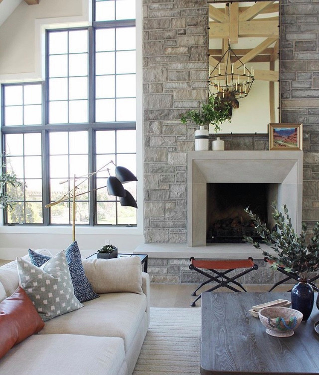 Hand Cut Indiana Limestone Fireplace Surround and Hearth - Family Room ...