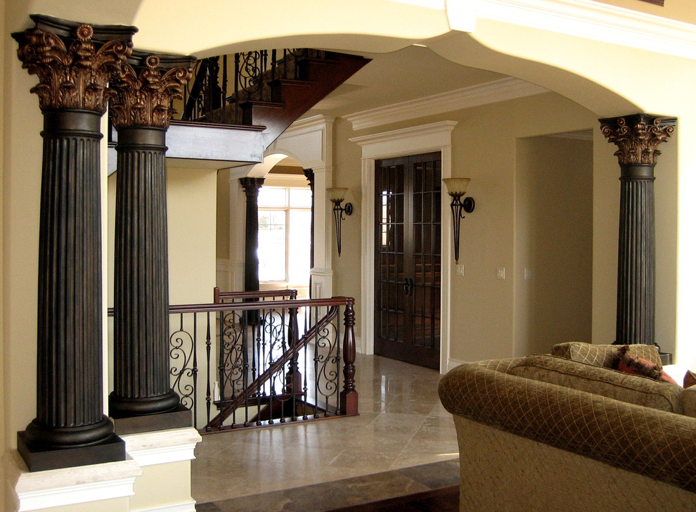 hand painted columns - Mediterranean - Family Room - Chicago - by ...