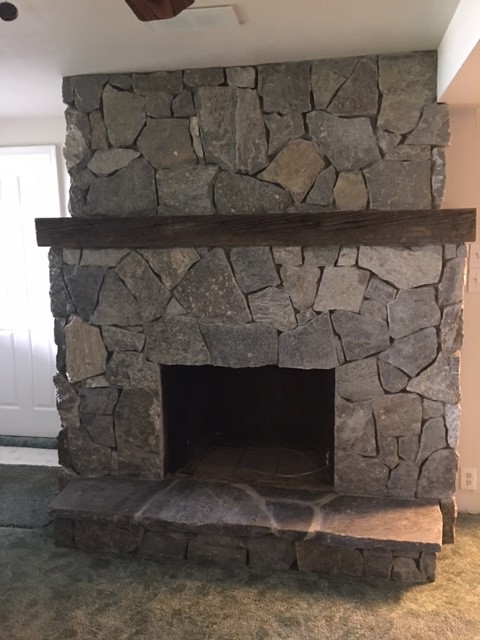 Hayden Lake cabin Brick Fireplace Retrofit - Rustic - Games Room ...