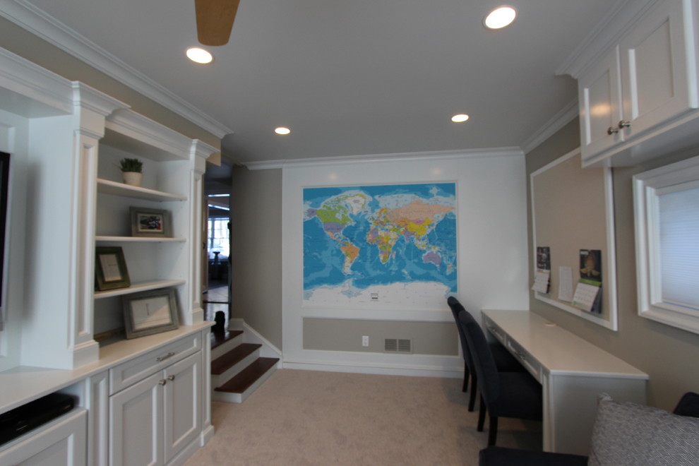 Homework Room with Built in and Map - Traditional - Family Room - New ...