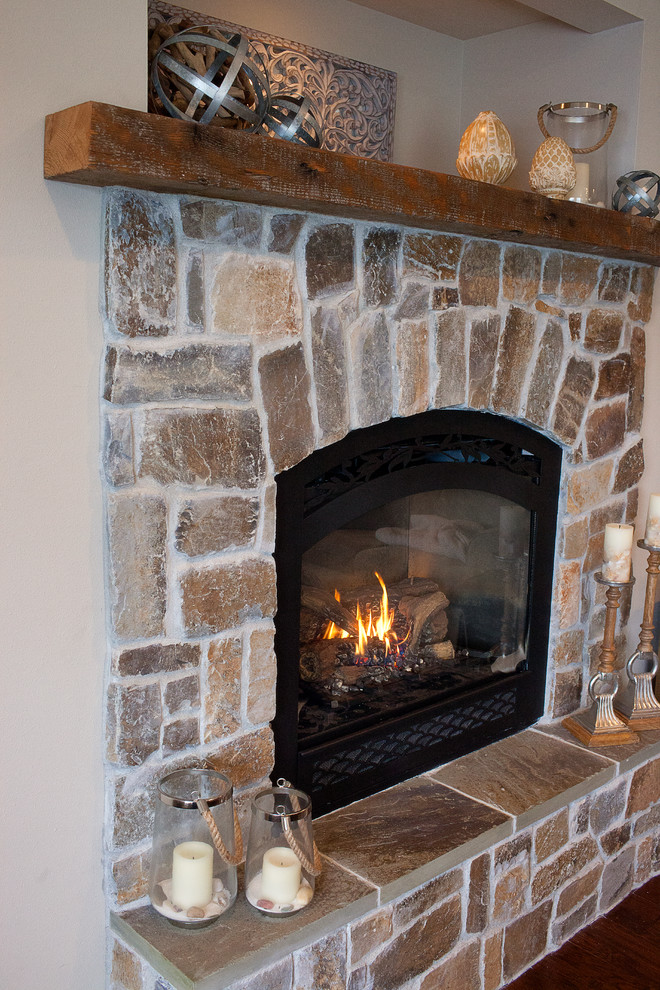 Lake House Fireplace - Beach Style - Family Room - Seattle - by Genay ...