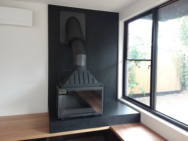 Leathered Granite Fireplace Surround - Contemporáneo - Sala de estar ...