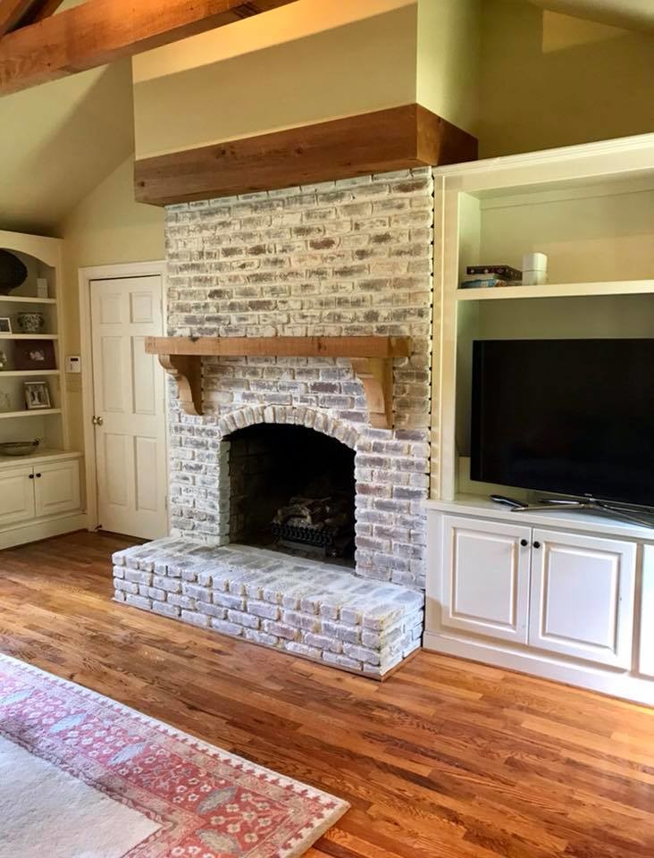 Limewashed Brick Fireplace - Retro - Family Room - Atlanta - by On The ...