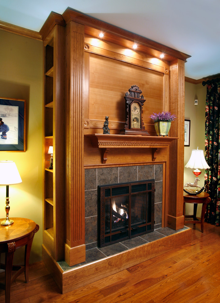 Mantel shelf with side cabinets - Traditional - Family Room - New York ...