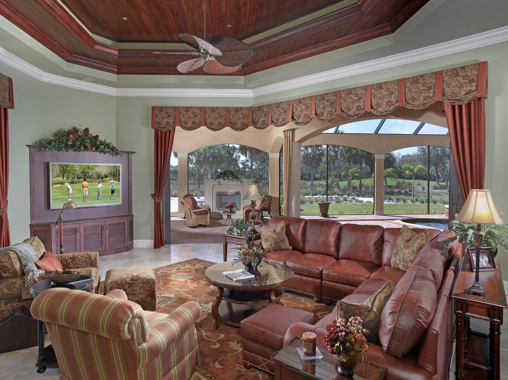 Mediterranean Golf Course Home - Mediterranean - Family Room - Miami ...