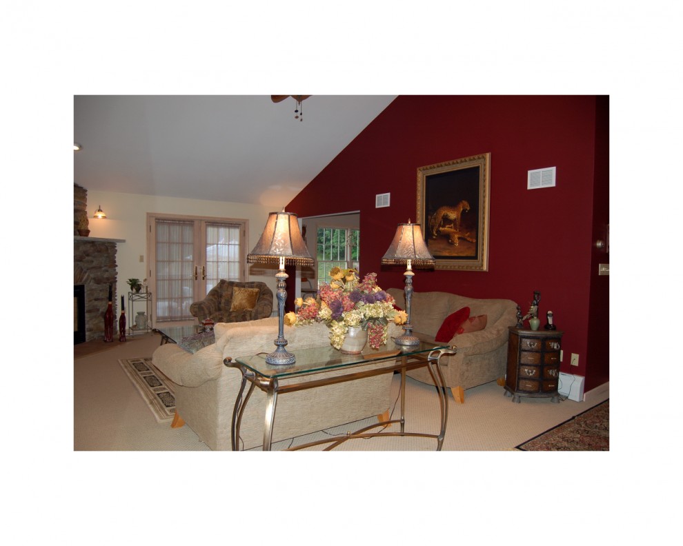 Merlot accent wall adds interest to this great family room. - Eclectic ...