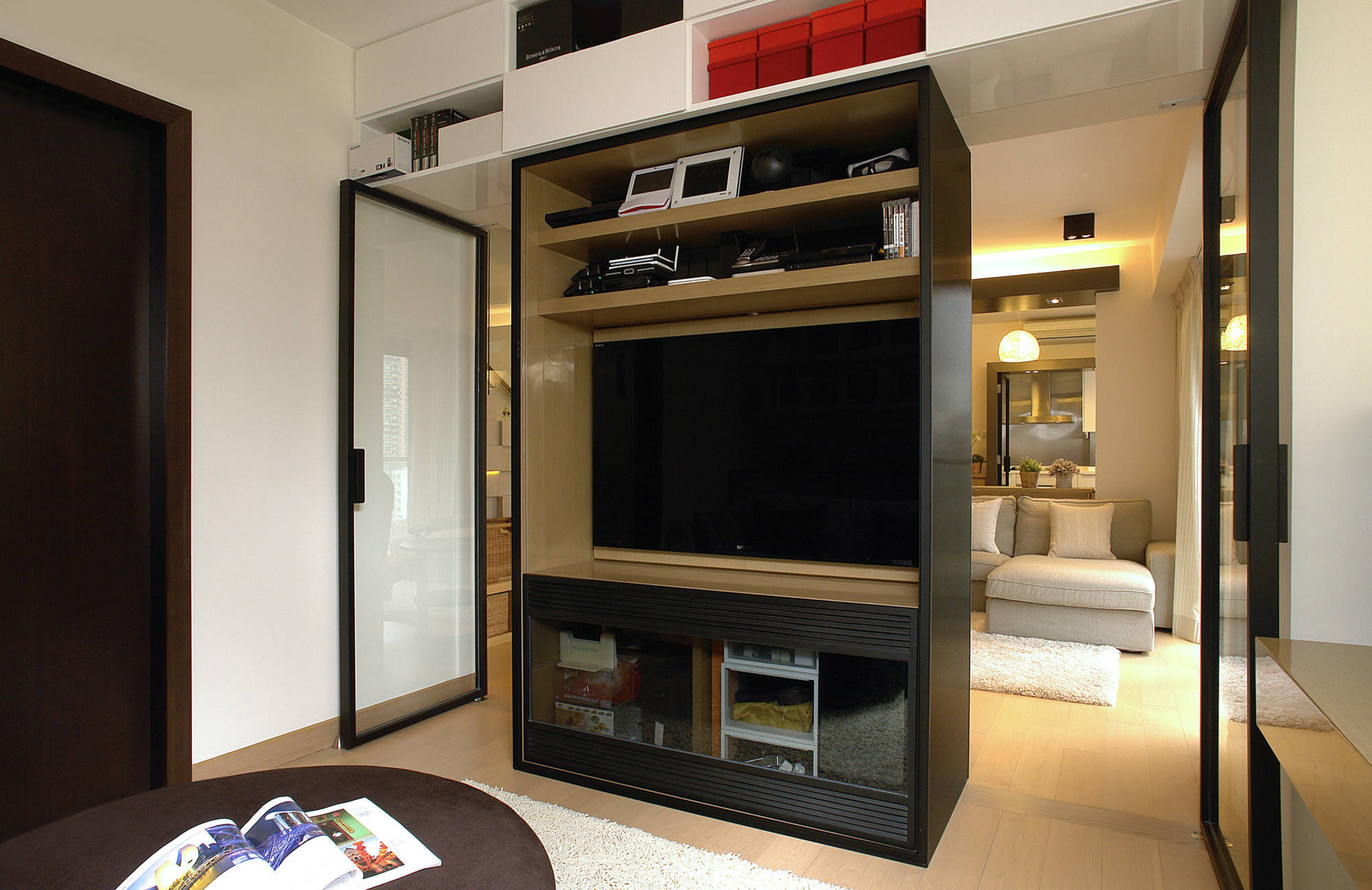 Partition wall with tv unit store