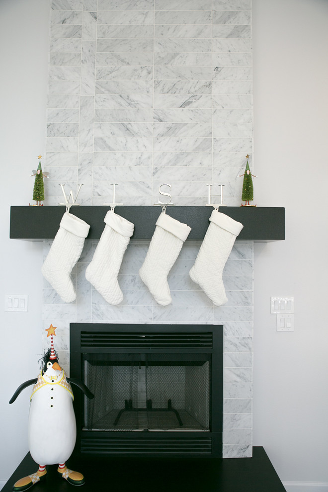 Minimalist Monochromatic Fireplace - Contemporary - Family Room ...