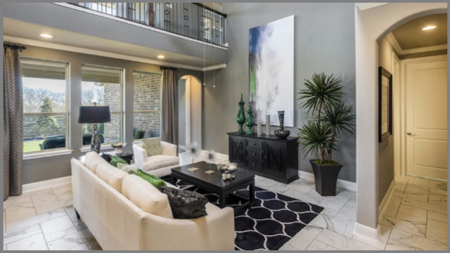 Model Home for Taylor Morrison - Vizcaya Benito plan - Moderno - Sala ...