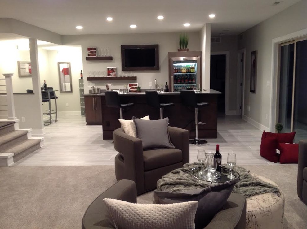 Modern and Upscale Seated Home Bar - Transitional - Games Room - Other ...