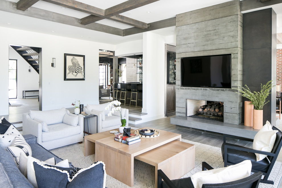 Modern Farmhouse in La Canada Flintridge - Farmhouse - Family Room ...