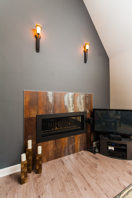 Modern Fireplace Remodel | After - Contemporain - Salle de Séjour ...