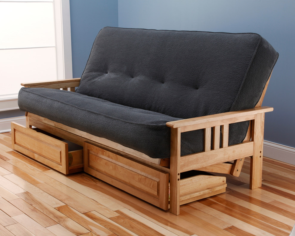 Monterey Natural Frame with Marmont Thunder Mattress and Storage ...