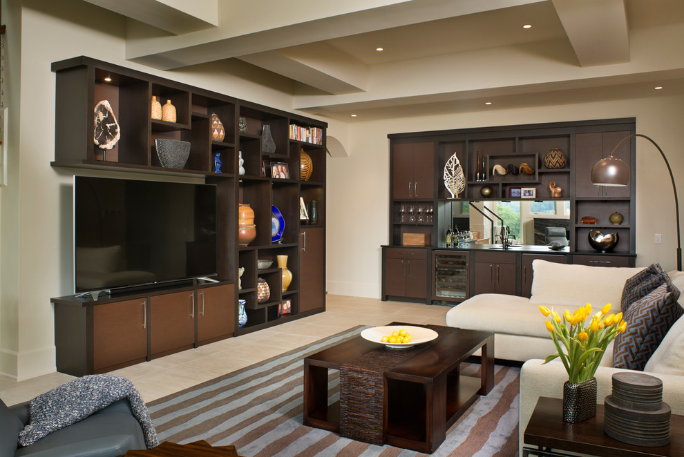 Mountain Contemporary Custom Home - Lower Rec Room Bar - Contemporary ...