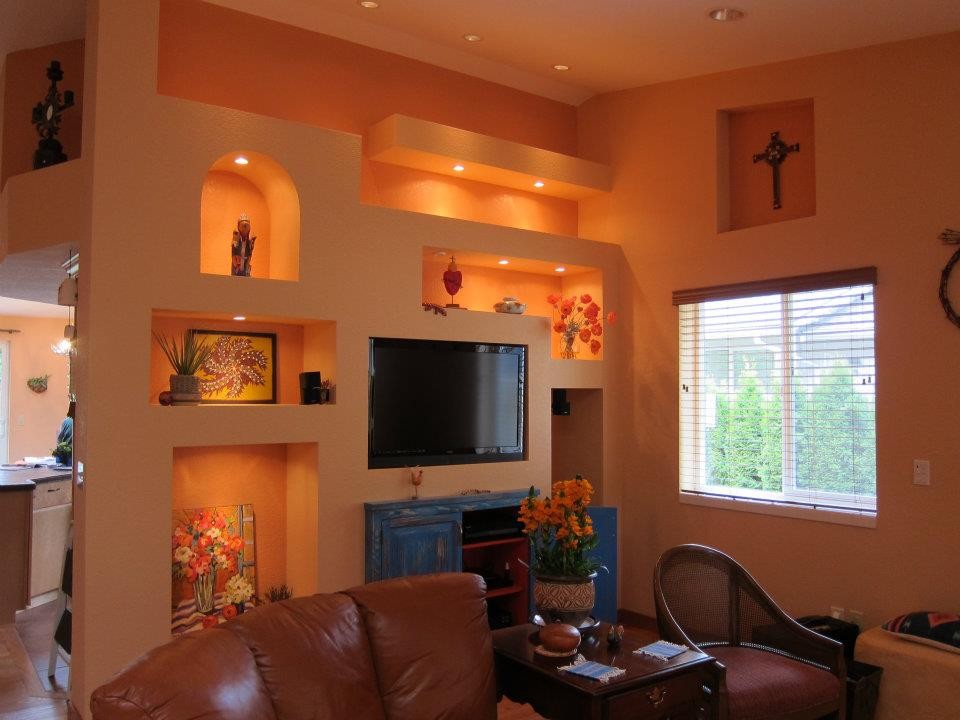 Nicho display/entertainment wall - Ecléctico - Sala de estar - Seattle ...