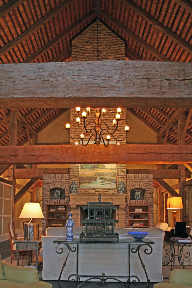 Reclaimed 200 year old barn is reused for Great Room - Traditional ...