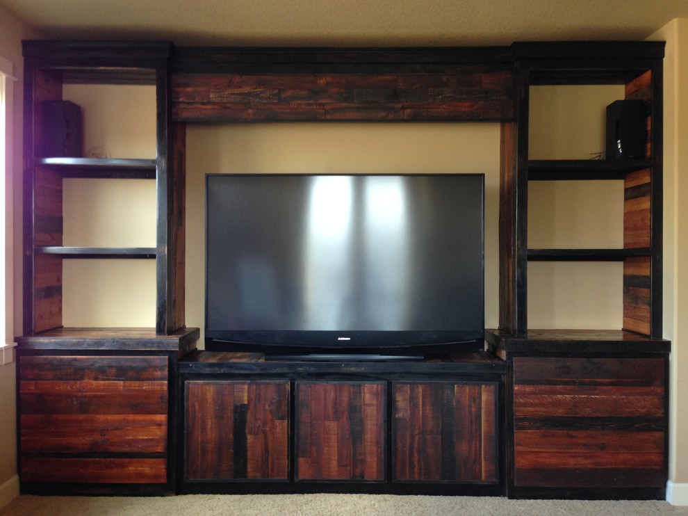 Reclaimed Pallet Wood Entertainment Center - Rustic - Family Room ...