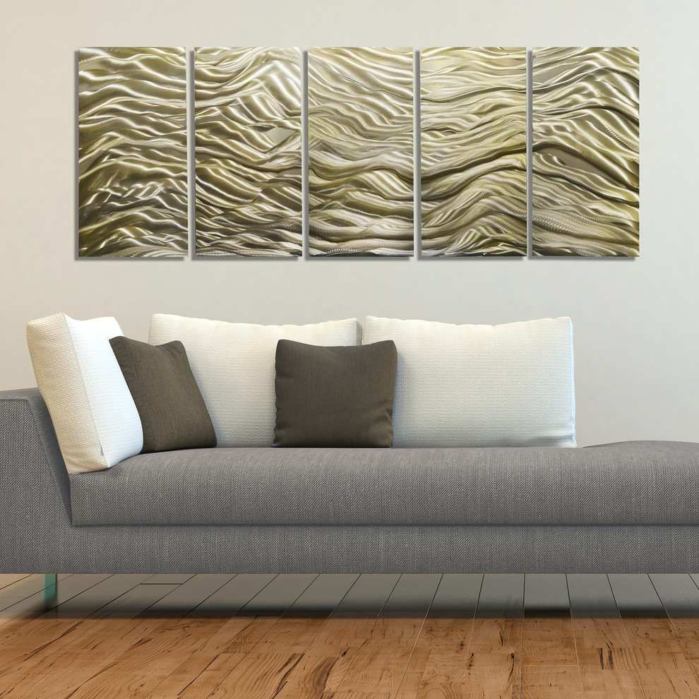 River of Gold - Large Contemporary Gold Abstract Metal Wall Artwork ...