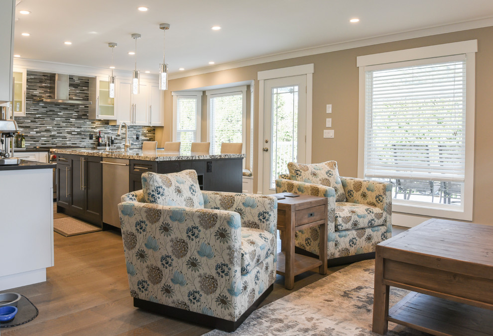 Sitting Area Off The Kitchen - Transitional - Family Room - Vancouver ...