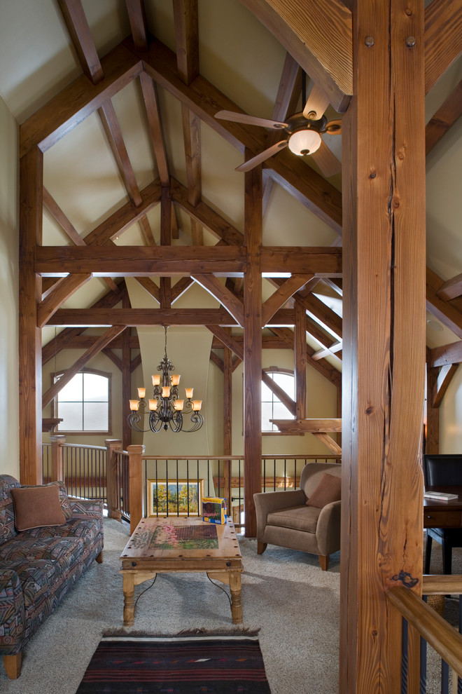 Snow Country Timber Frame - Farmhouse - Family Room - Boise - by ...