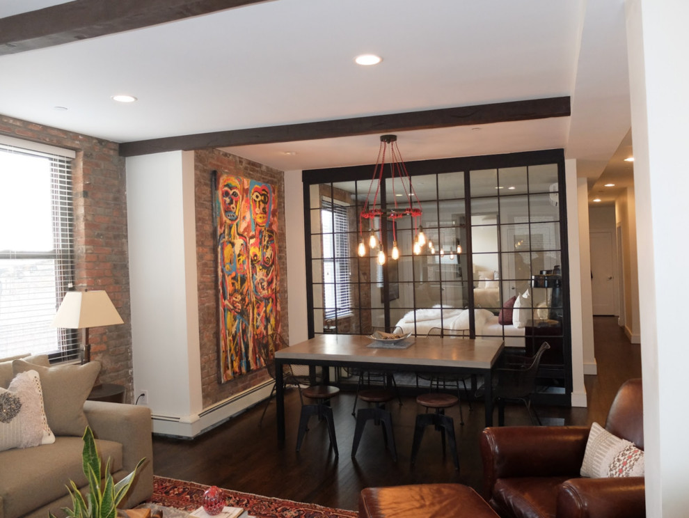 Steel & Glass French Doors Wall Panel - Industrial - Family Room - New ...