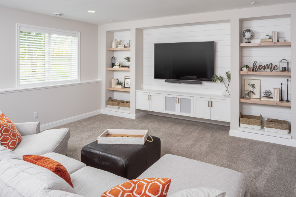 Suburban Farmhouse Basement - Farmhouse - Family Room - Minneapolis ...