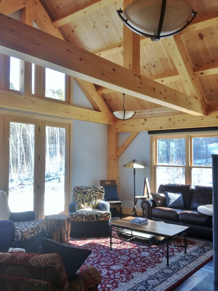 Timber Frame Addition to a Log Cabin in Vermont - Traditional - Family ...