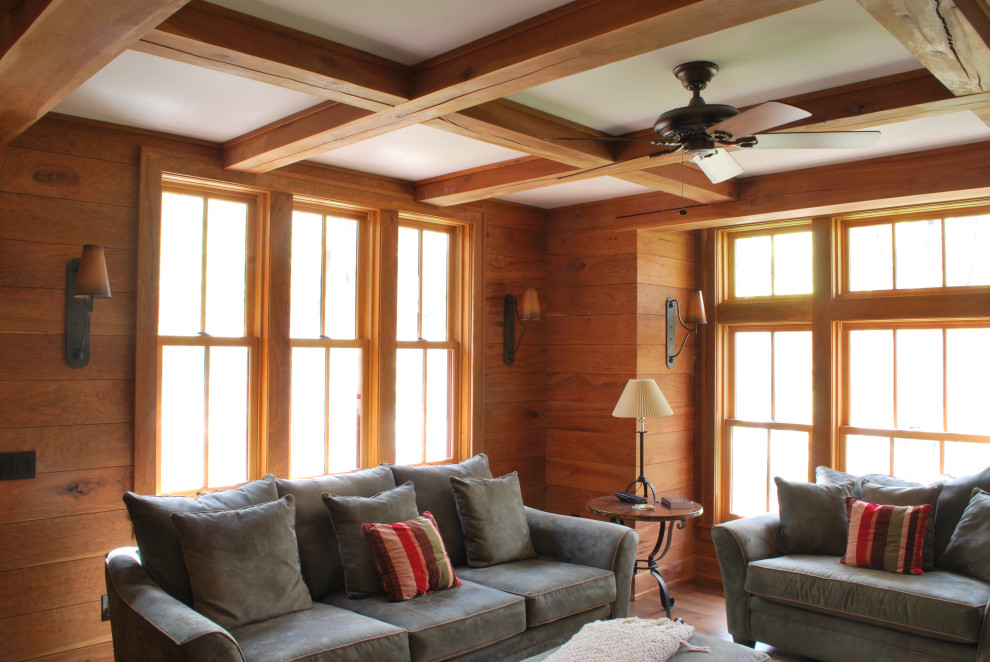 Timber Frame Lodge on the River - Family Room - Cleveland - by George ...