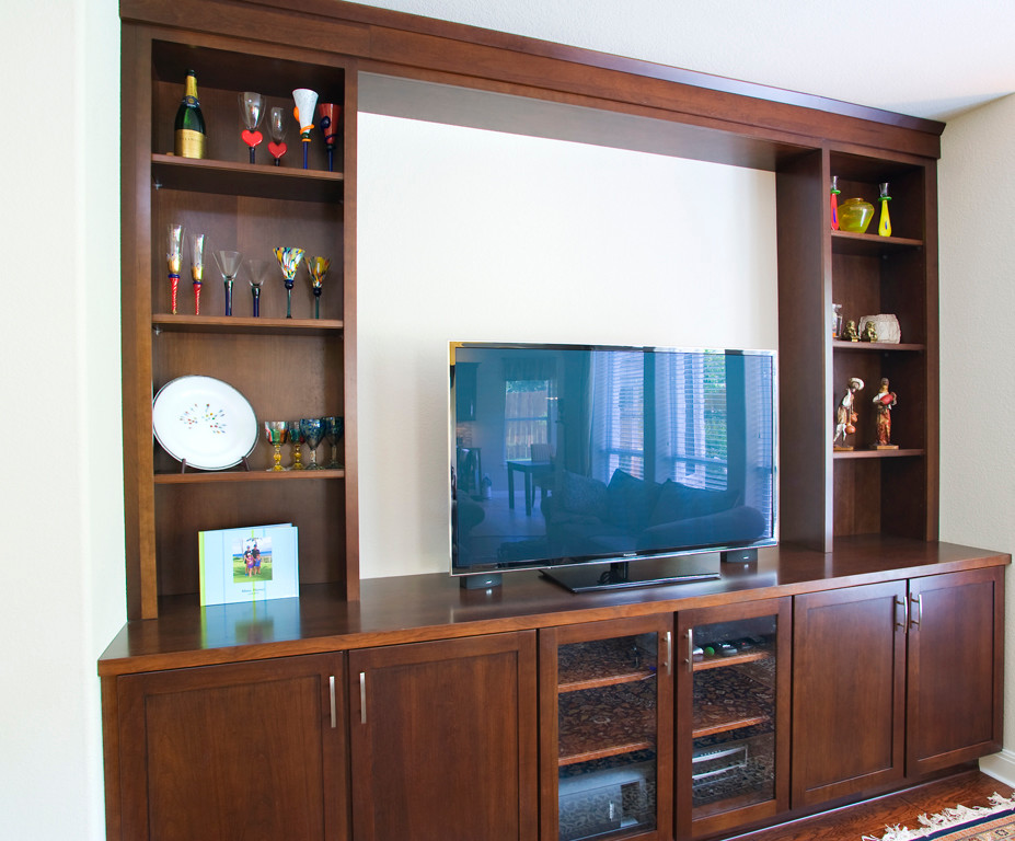 Transitional Entertainment Center with Shaker Style Cabinetry ...