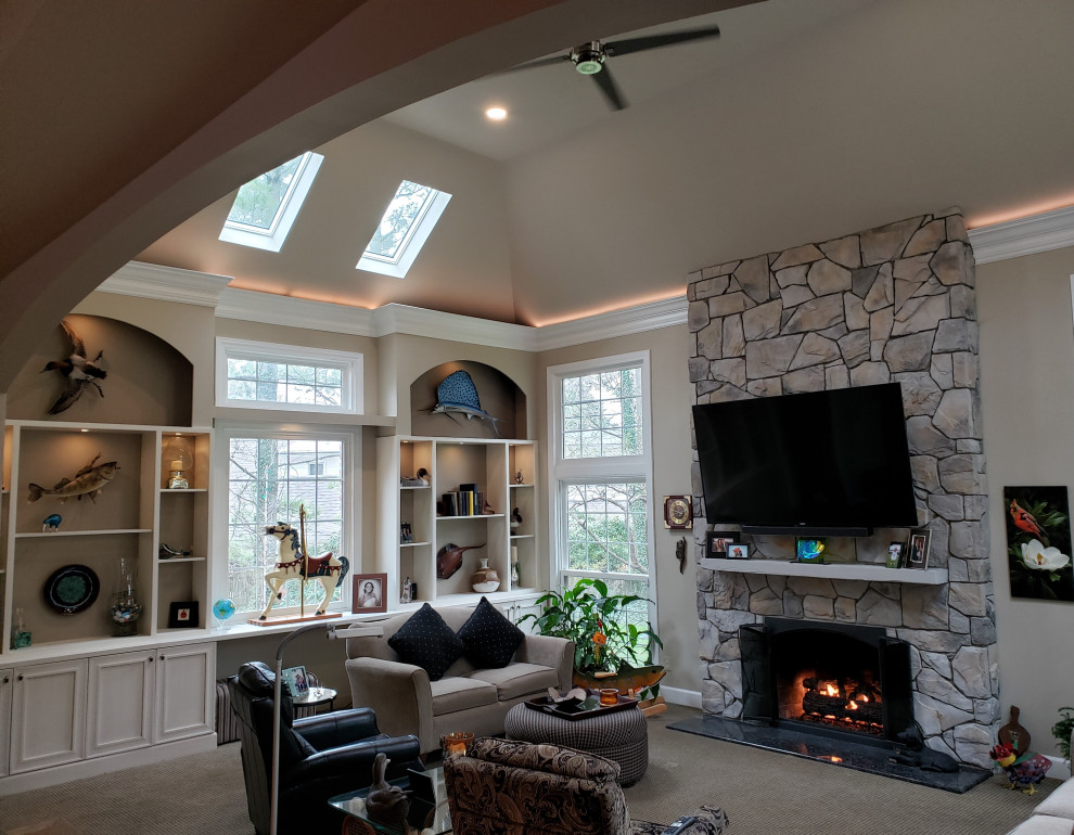 Ultracraft Custom Den Built Ins in Maple Crystal Lake Melted Brie w ...